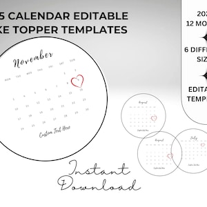 2025 Calendar Burn Away Cake Topper Template (digital Download) - Etsy