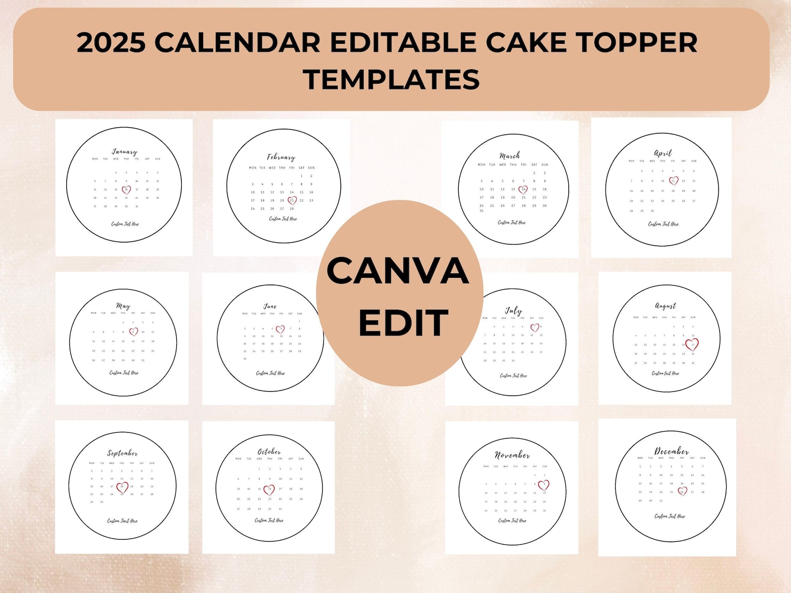 2025 Calendar Cake Topper Template: Burn Away Birthday (digital ...
