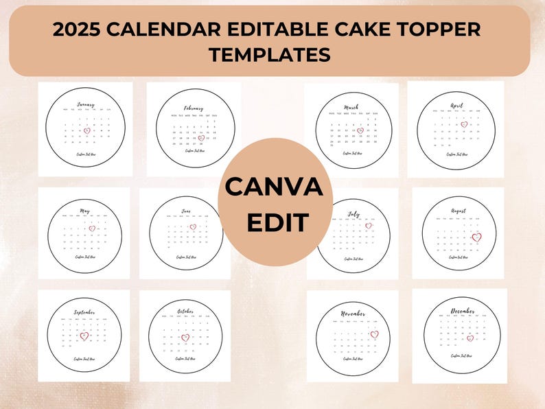 2025 Calendar Cake Topper Template: Burn Away Birthday (digital ...