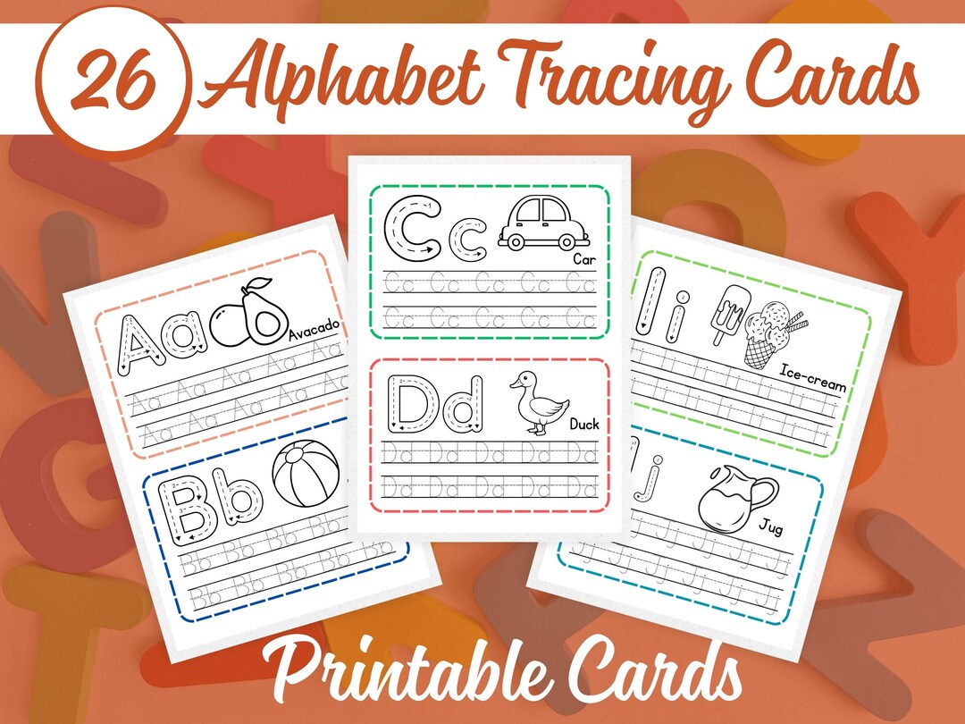 Alphabet Tracing Cards, Letter of the Alphabet, 26 ABC Phonics Tracing ...