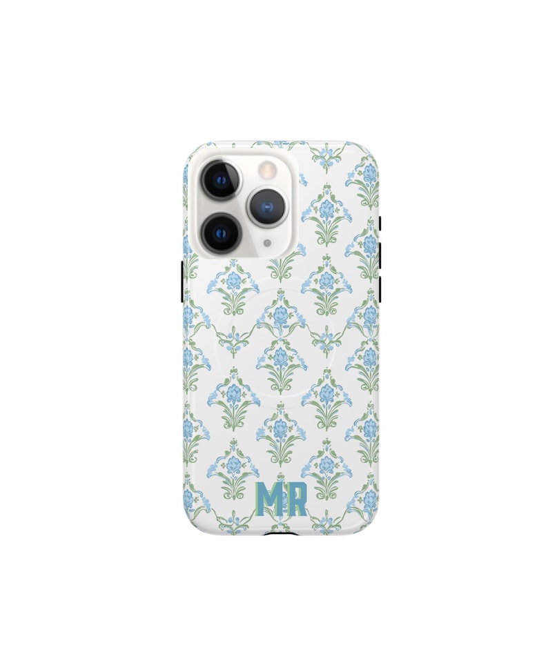 Monogram Case Personalized Blue Green Block Print Preppy Phone Case ...