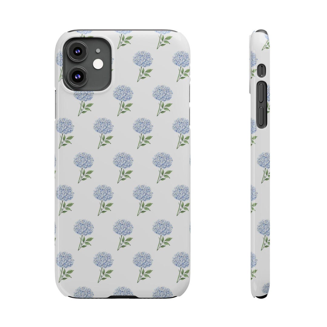 Hydrangea Pattern, Blue Hydrangea Preppy Summer Phone Case Slim and ...