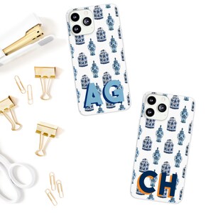 Monogram Phone Case Chinoiserie Blue White Toile Vase, Ginger Jar ...