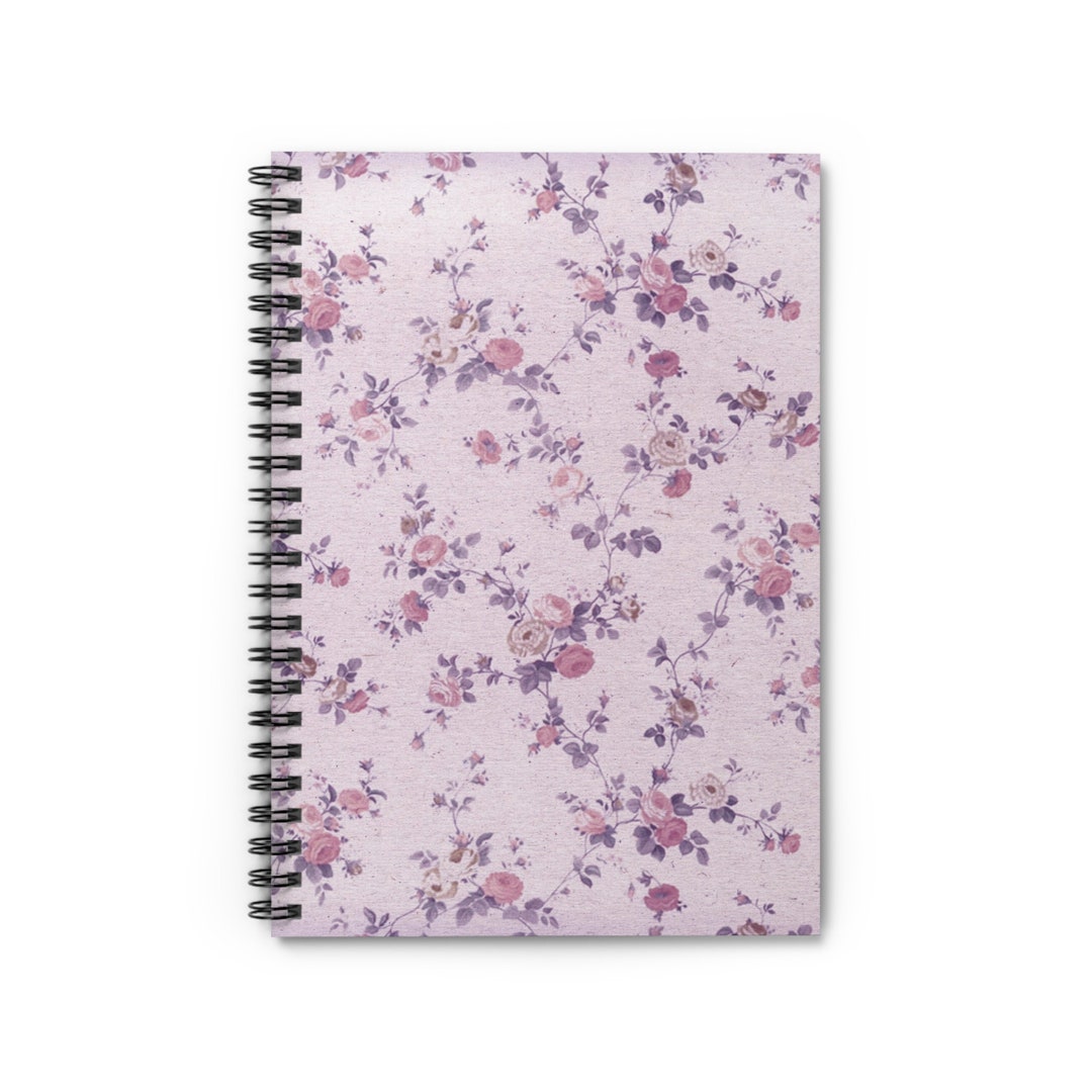 Spiral Notebook, Preppy Ditsy Floral, Loveshackfancy Inspired, Lavender ...