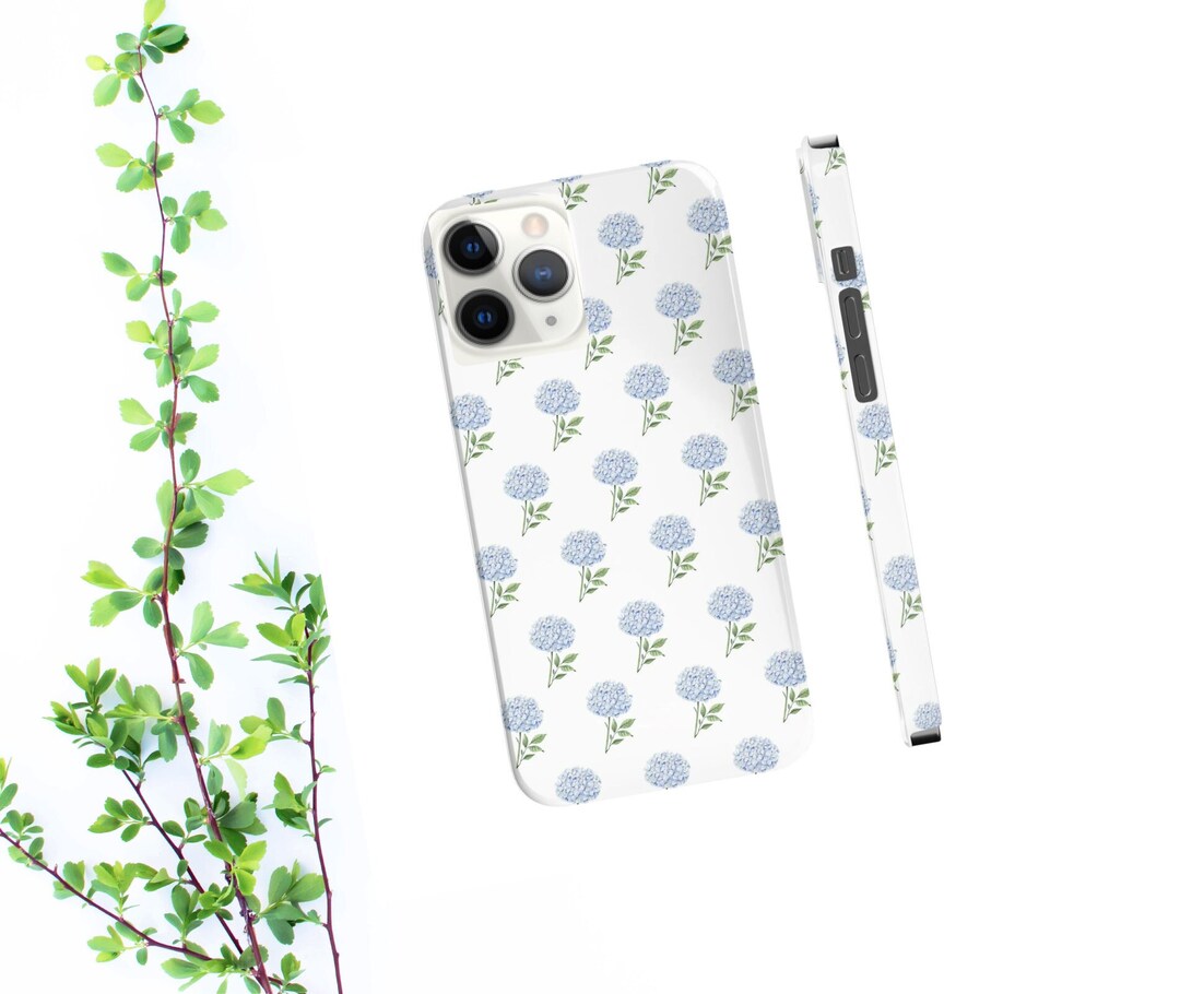 Hydrangea Pattern Blue Hydrangea Preppy Summer Phone Case - Etsy