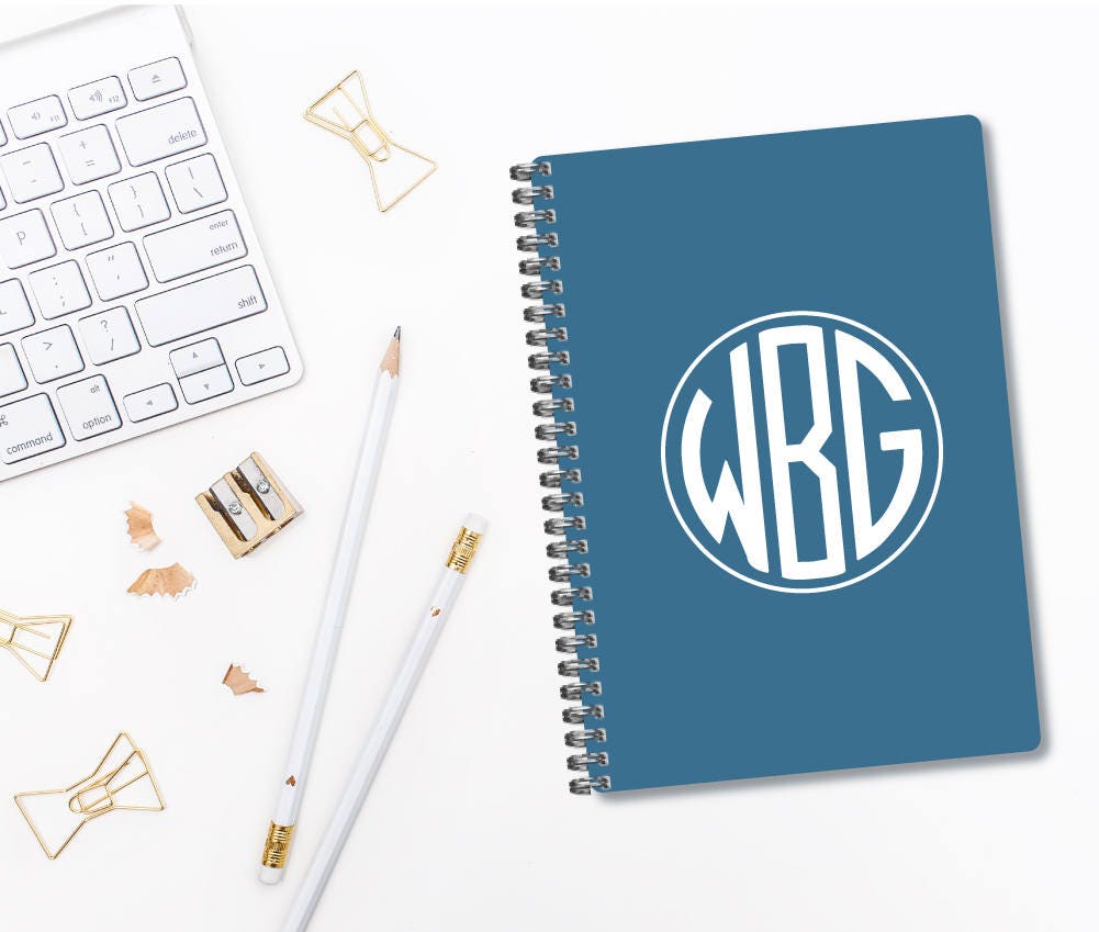Monogram Notebook L Custom Notebook L Circle Monogram Font L Use as ...