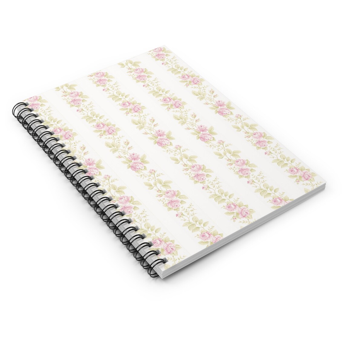Spiral Notebook, Preppy Ditsy Floral, Loveshackfancy Inspired, White ...