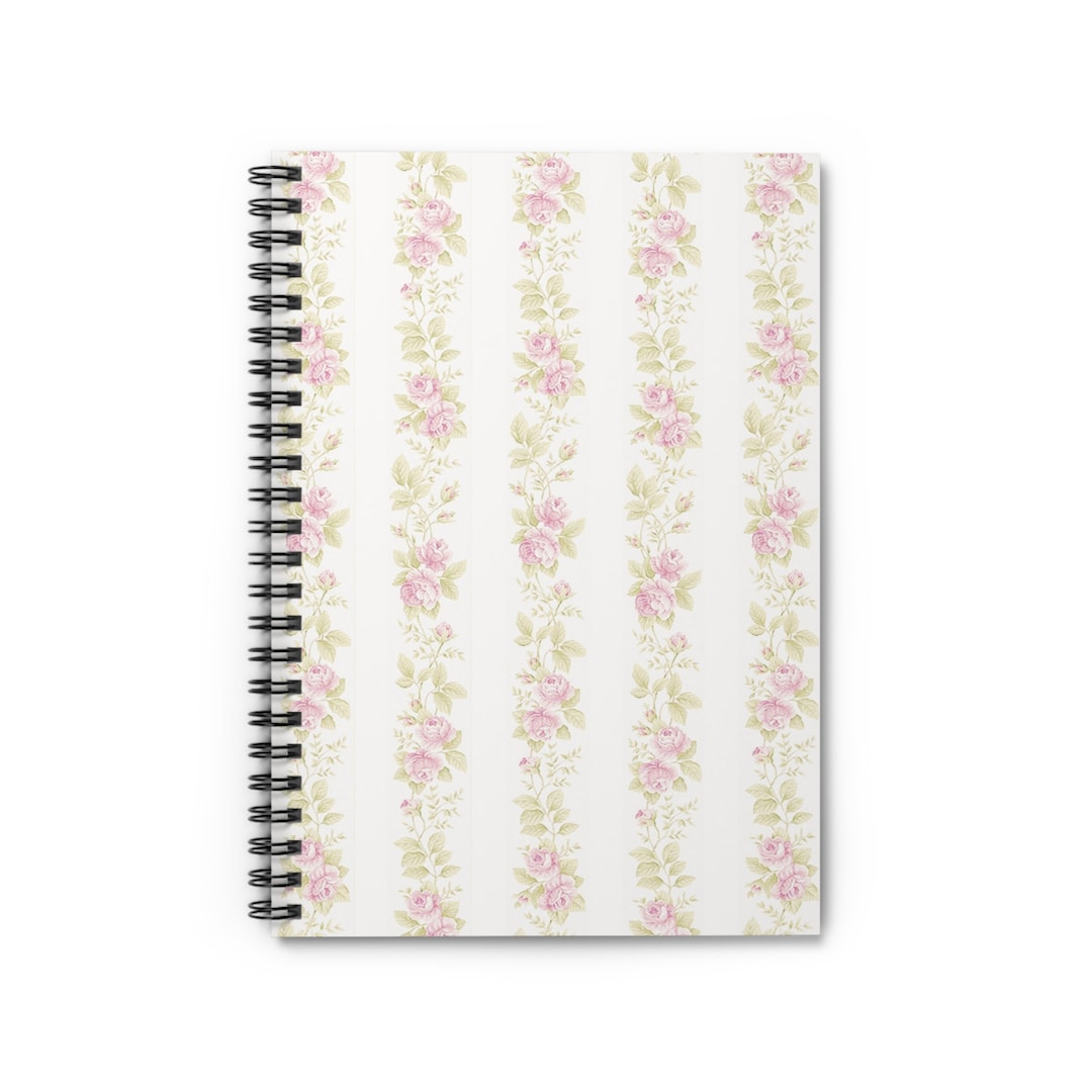 Spiral Notebook, Preppy Ditsy Floral, Loveshackfancy Inspired, White ...