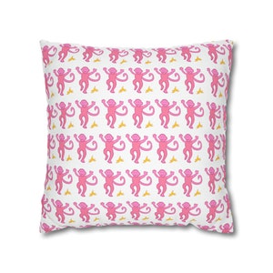 Preppy Monkey Pattern Hot Pink Pillow Cover With Zip Closure Cover Only ...