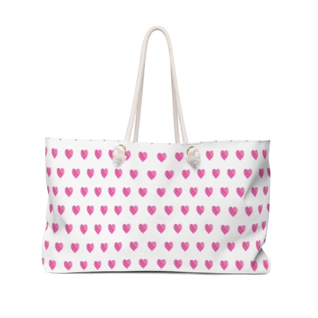 Preppy Watercolor Hearts in Pink Rope Handle Tote Pool Beach - Etsy