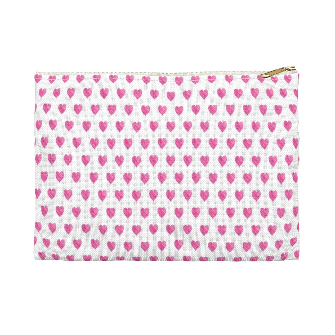 Preppy Watercolor Hearts Hot Pink - Accessory Zip Pouch Available in ...
