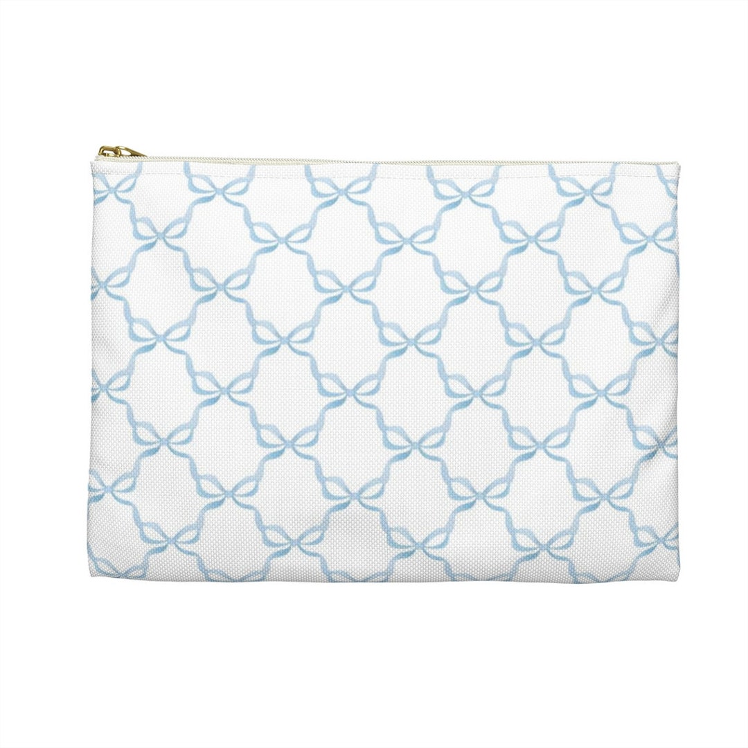 Preppy Bows Watercolor Blue Bow Pattern Accessory Pouch Zip Closure ...