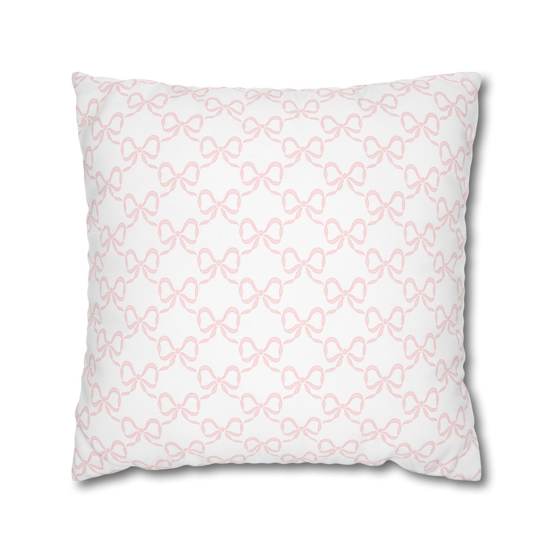 Pillow Cover Shams, Preppy Blush Pink Bow Design, Sofa & Sham Size ...