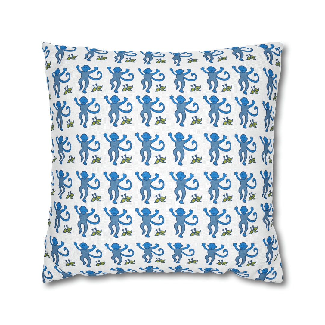 Preppy Blue Monkeys Pillow Cover With Zip Closure Cover Only - Etsy