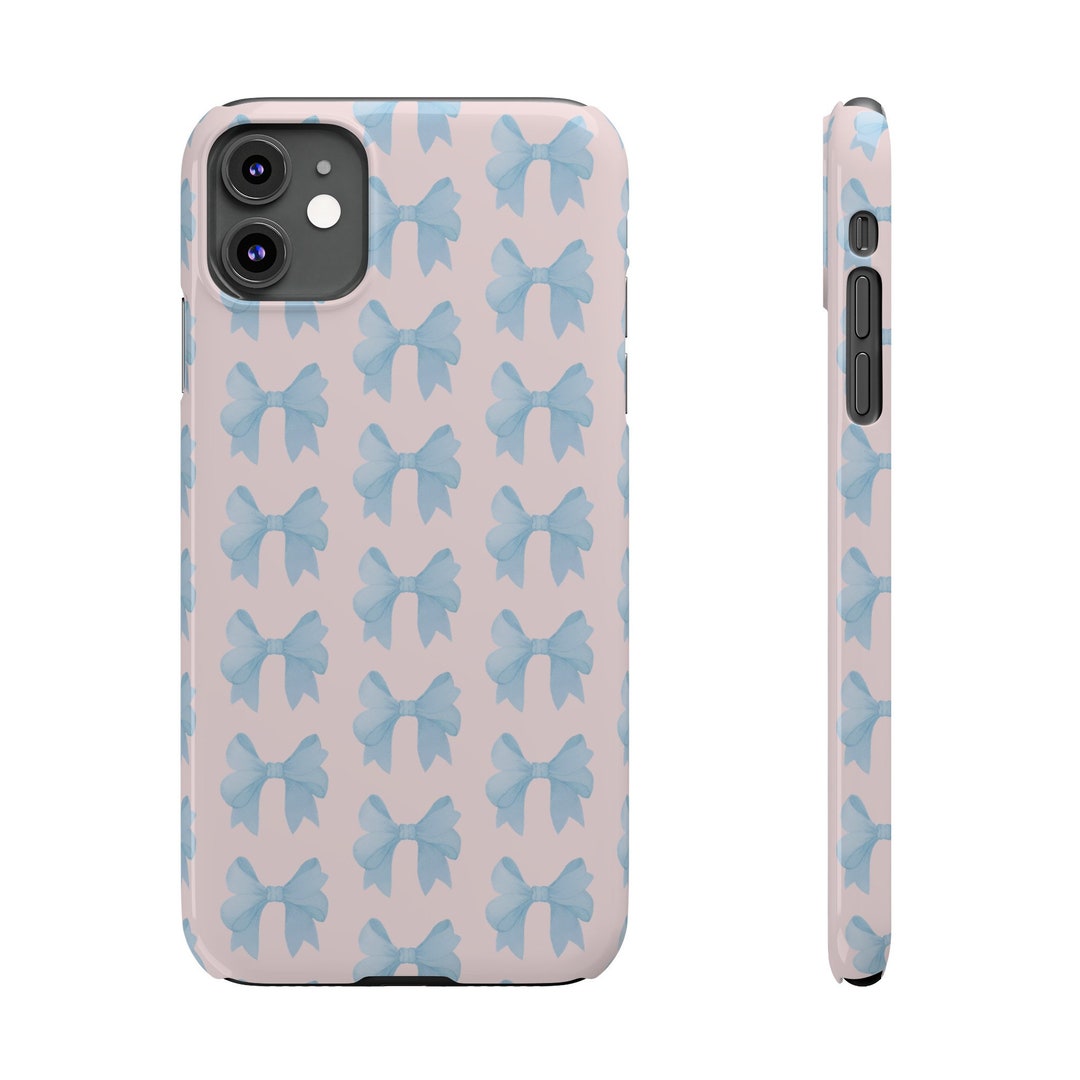 Preppy Blue Bows, Blush Pink Background, Phone Case, Preppy Print ...