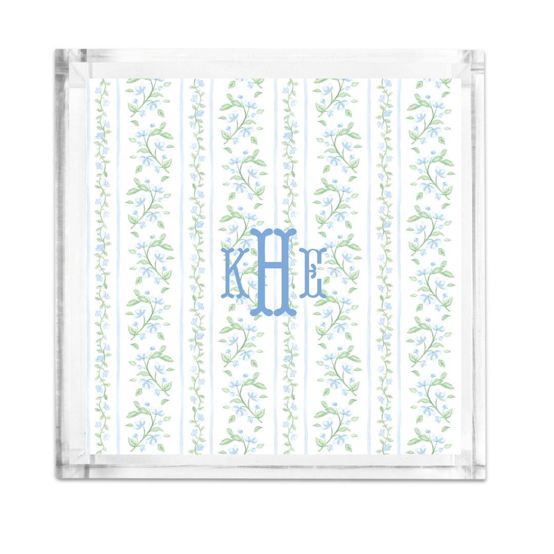Lucite Acrylic Tray, Hostess Gift Chinoiserie Stripes Pattern W ...