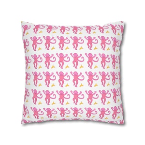 Preppy Monkey Pattern Hot Pink Pillow Cover With Zip Closure Cover Only ...