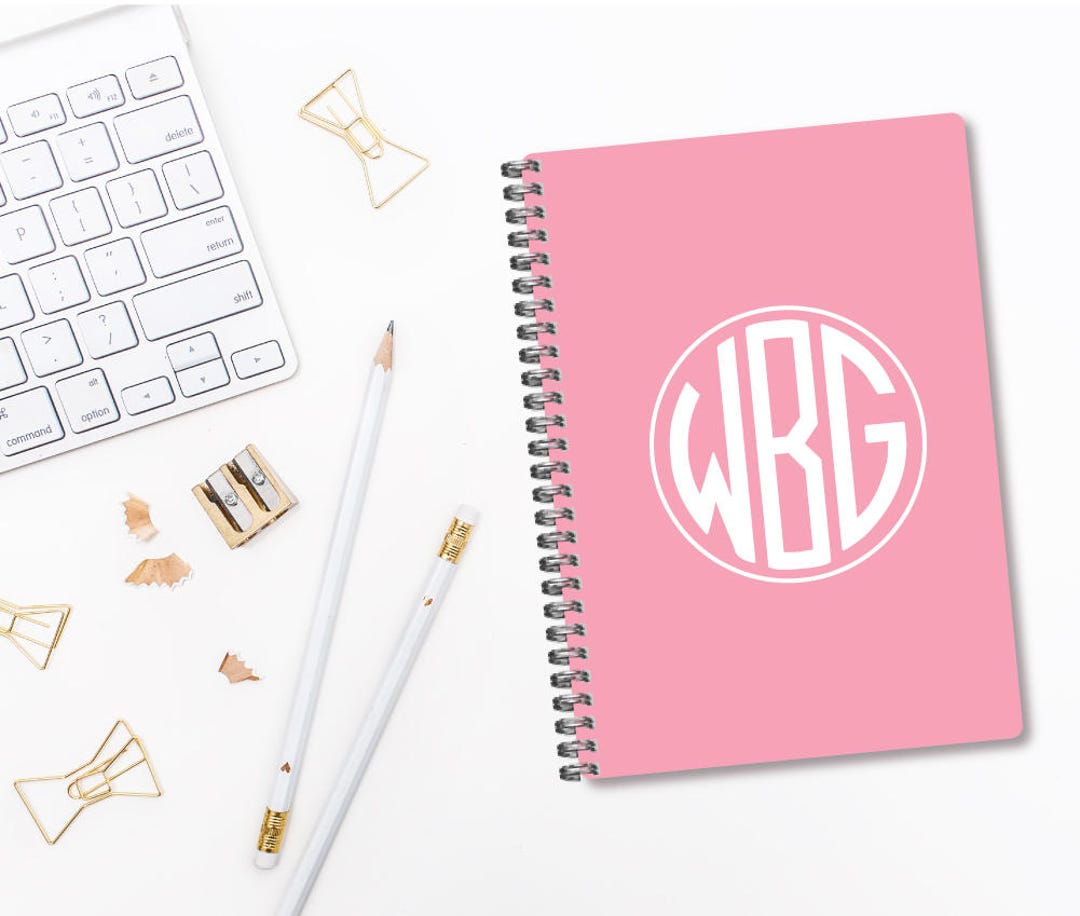 Monogram Notebook L Custom Notebook L Circle Monogram Font L Use as ...