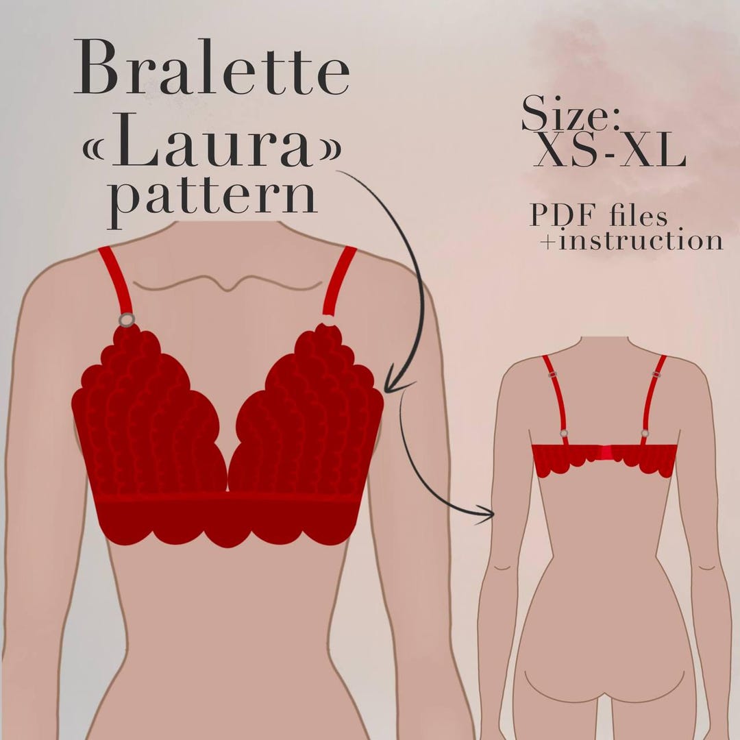 Bralette Sewing Pattern | Lingerie Pattern Pdf | Bralette Lace Pattern ...