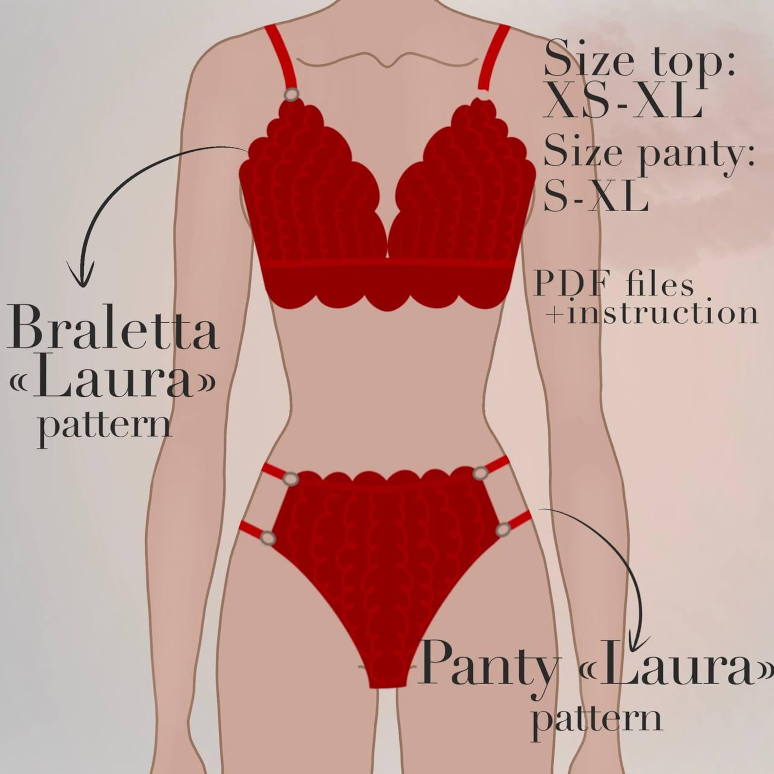 Set Bralette and Panty | Lingerie Sewing | Bra Pattern Pdf | Instant ...