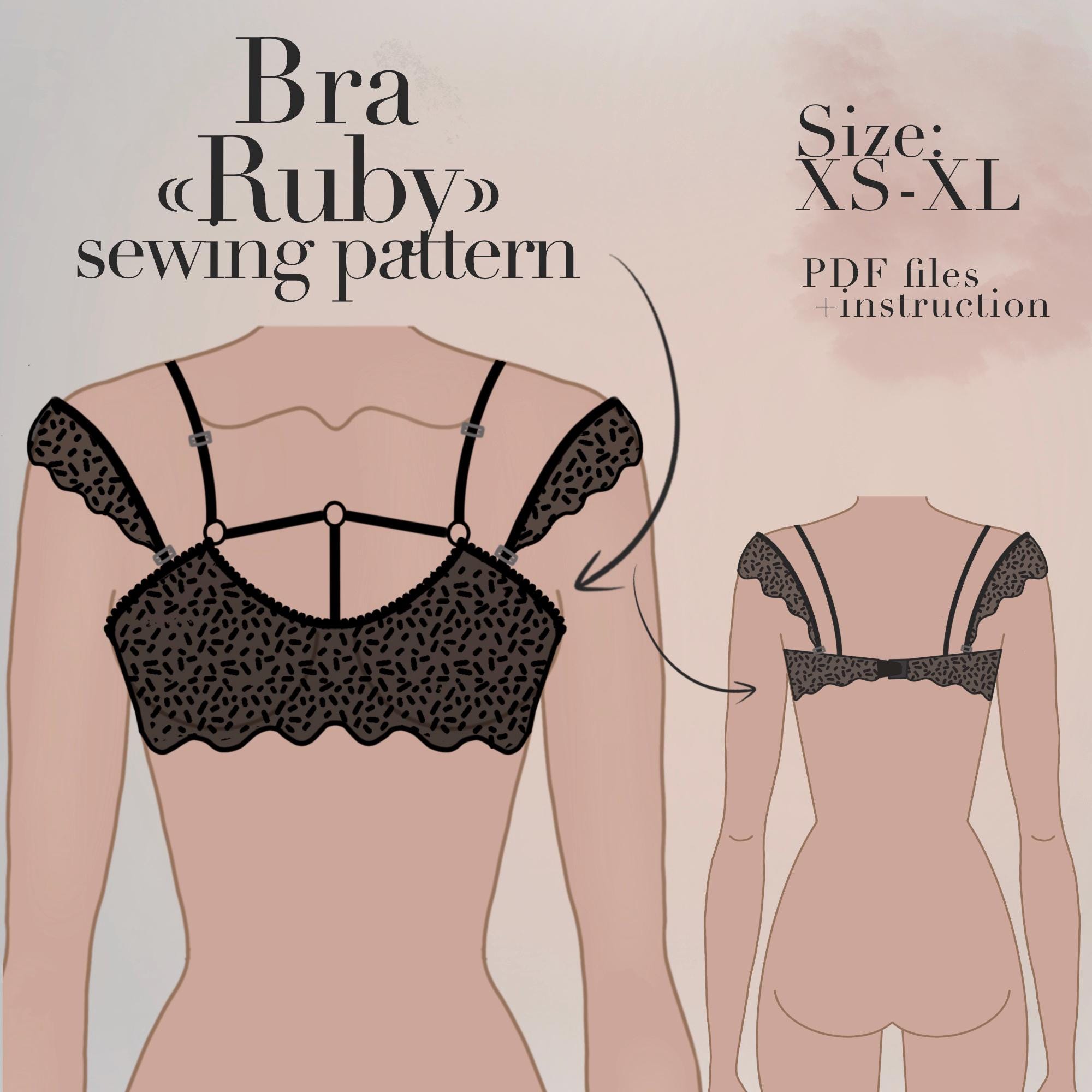Lace Bralette Sewing Pattern PDF | Strappy Bra Pattern With ...