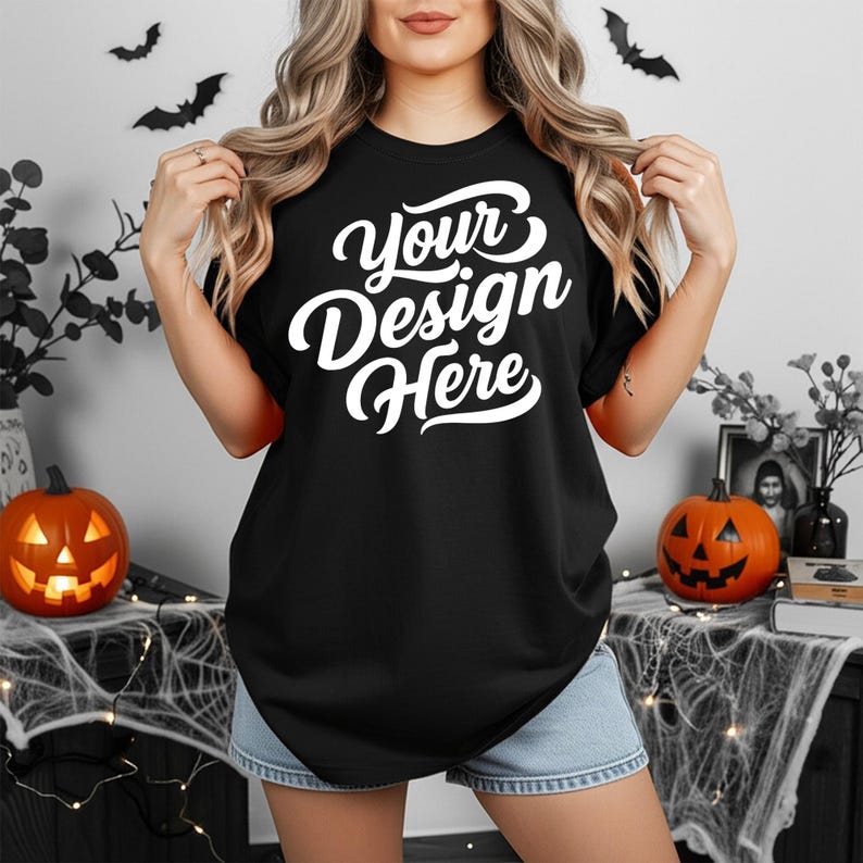 Halloween T-shirt Mockup Bundle: Bella Canvas 3001, Black, Orange ...