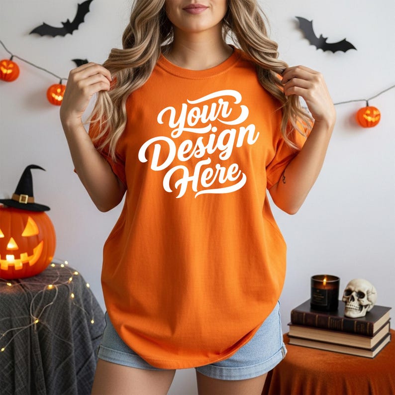 Halloween T-shirt Mockup Bundle: Bella Canvas 3001, Spooky Fall Designs ...