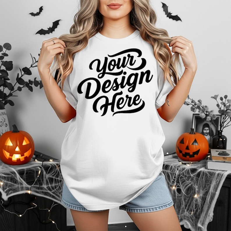 Halloween T-shirt Mockup Bundle: Bella Canvas 3001, Black, Orange ...
