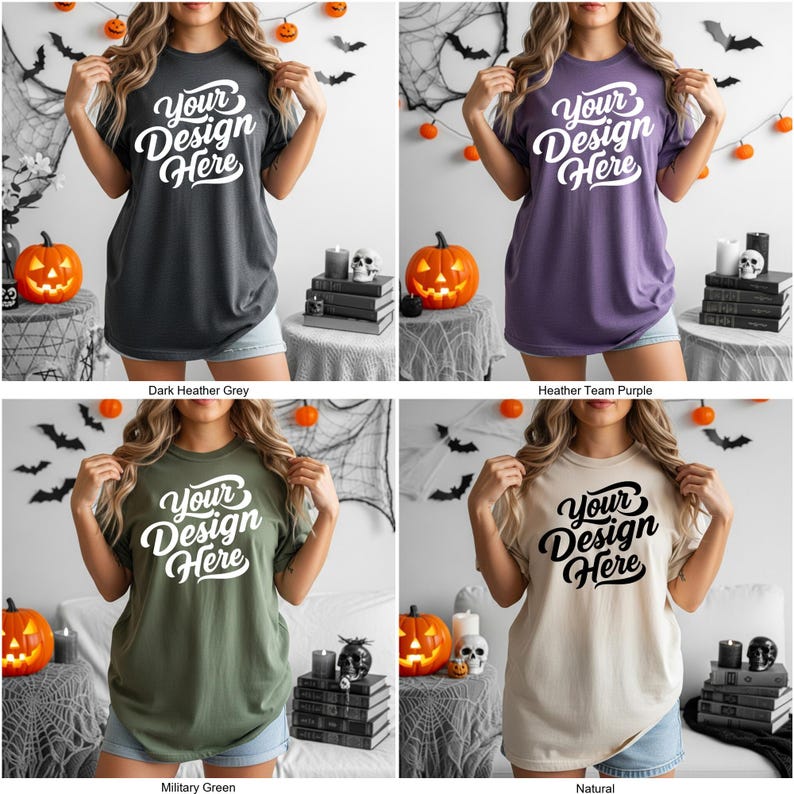 Halloween T-shirt Mockup Bundle: Bella Canvas 3001, Spooky Fall Designs ...