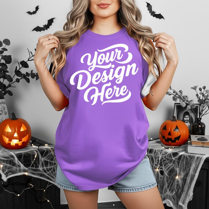 Halloween T-shirt Mockup Bundle: Bella Canvas 3001, Black, Orange ...