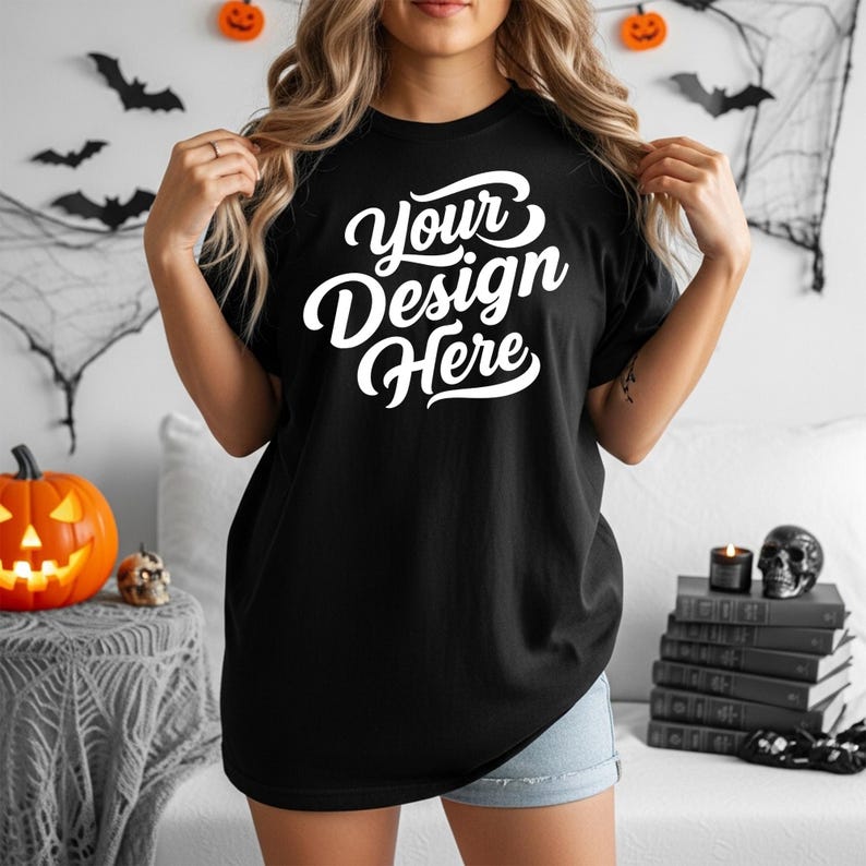 Halloween T-shirt Mockup Bundle: Bella Canvas 3001, Spooky Fall Designs ...