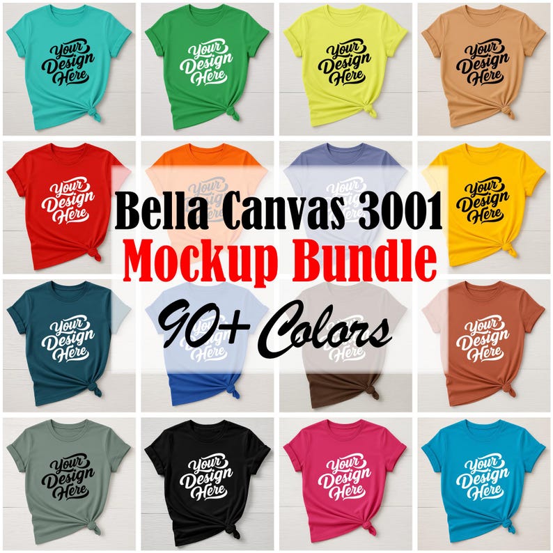 Bella Canvas 3001 T-shirt Mockup Bundle | Unisex Flat Lay Digital ...