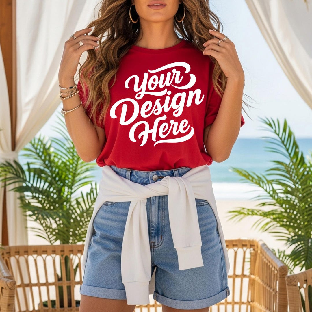 Red Comfort Colors 1717 T-shirt Mockup Bundle (digital Download) - Etsy
