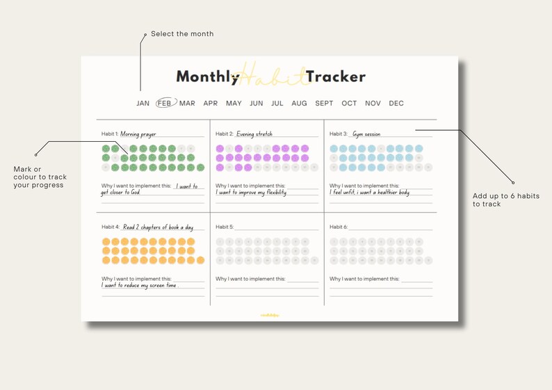 Printable Habit Tracker | Digital Habit Tracker PDF | Monthly and ...
