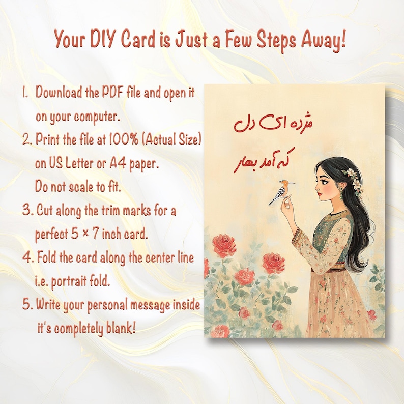 Nowruz Greeting Card – Persian New Year Printable Card – Elegant Nowruz ...