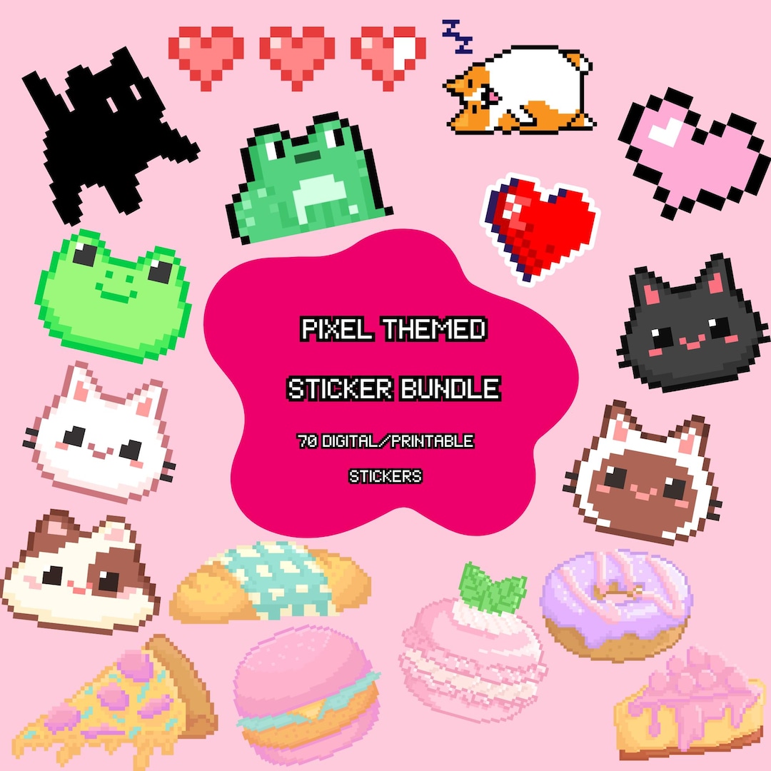 Pixel Art Stickers Bundle | Digital Download | Laptop Stickers | iPad ...