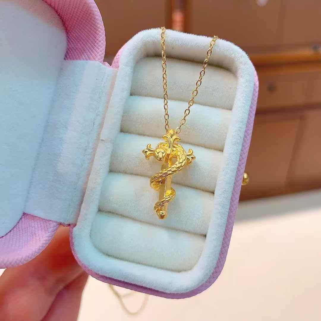 24k Solid Gold Snake Wrapped Around Cross. for Men & Women, Solid Gold ...