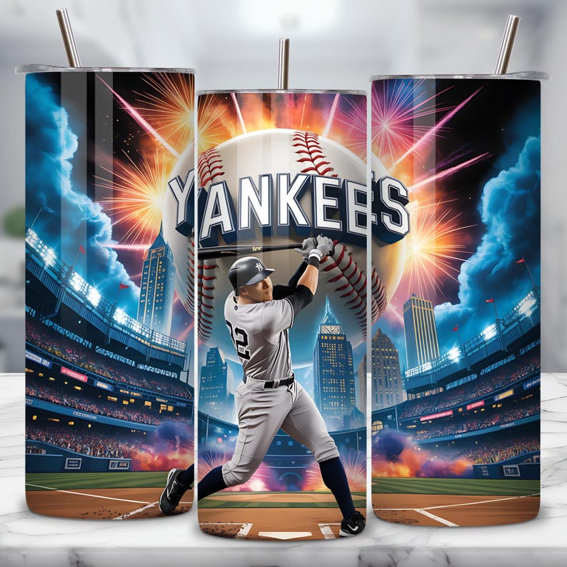New York Baseball Tumbler Wrap 20oz PNG, NY Sports Fan Skinny Tumbler ...
