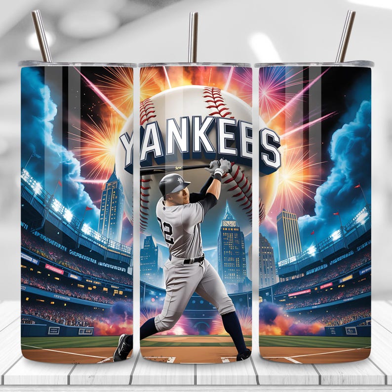 New York Baseball Tumbler Wrap 20oz PNG, NY Sports Fan Skinny Tumbler ...