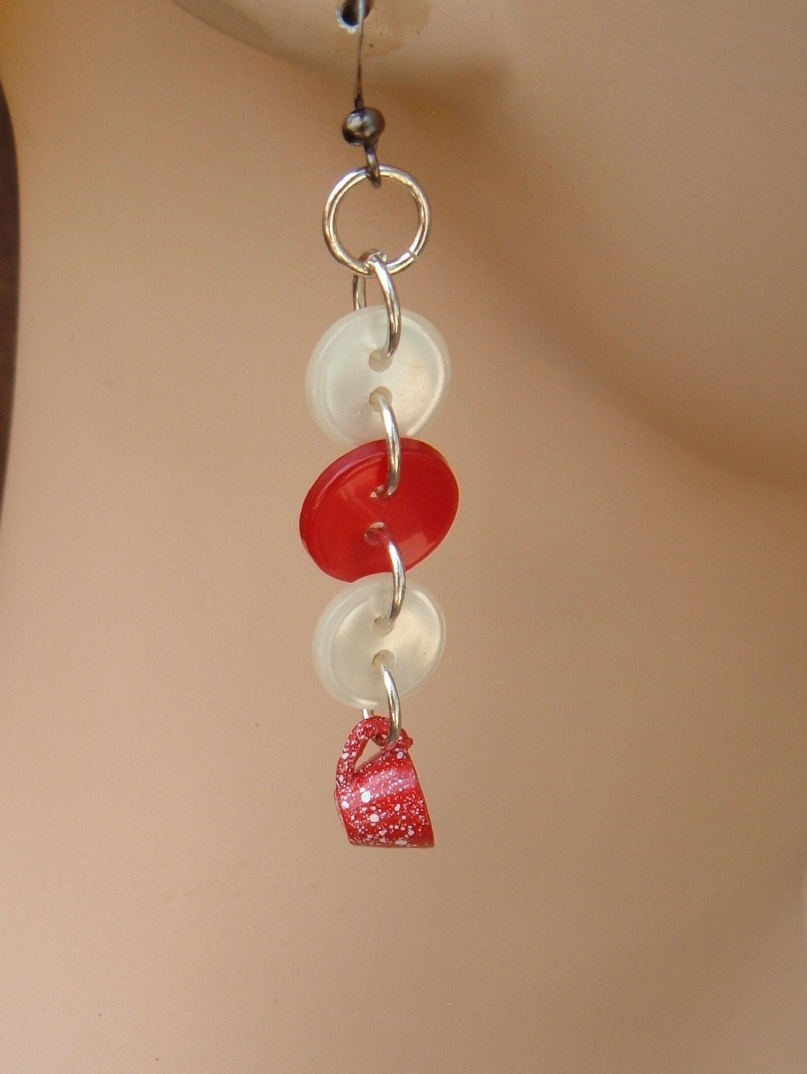 Red and White Doll Tea Coffee Cup Vintage Buttons Dangler - Etsy