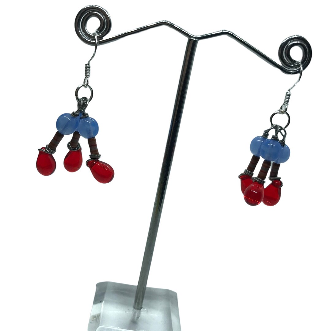 Resistor Earrings Cyberpunk Geekery Red and Blue Recycled Vintage Glass ...