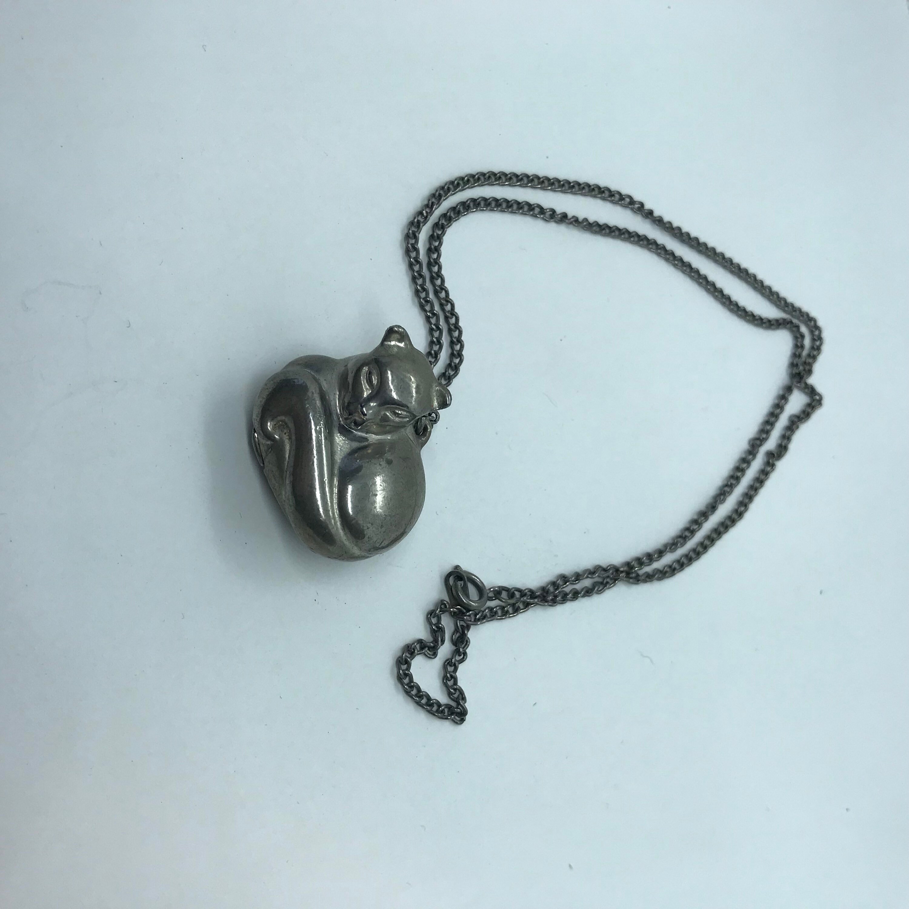 Silver Cat Necklace Perfume Locket Animal Locket Pill Box - Etsy