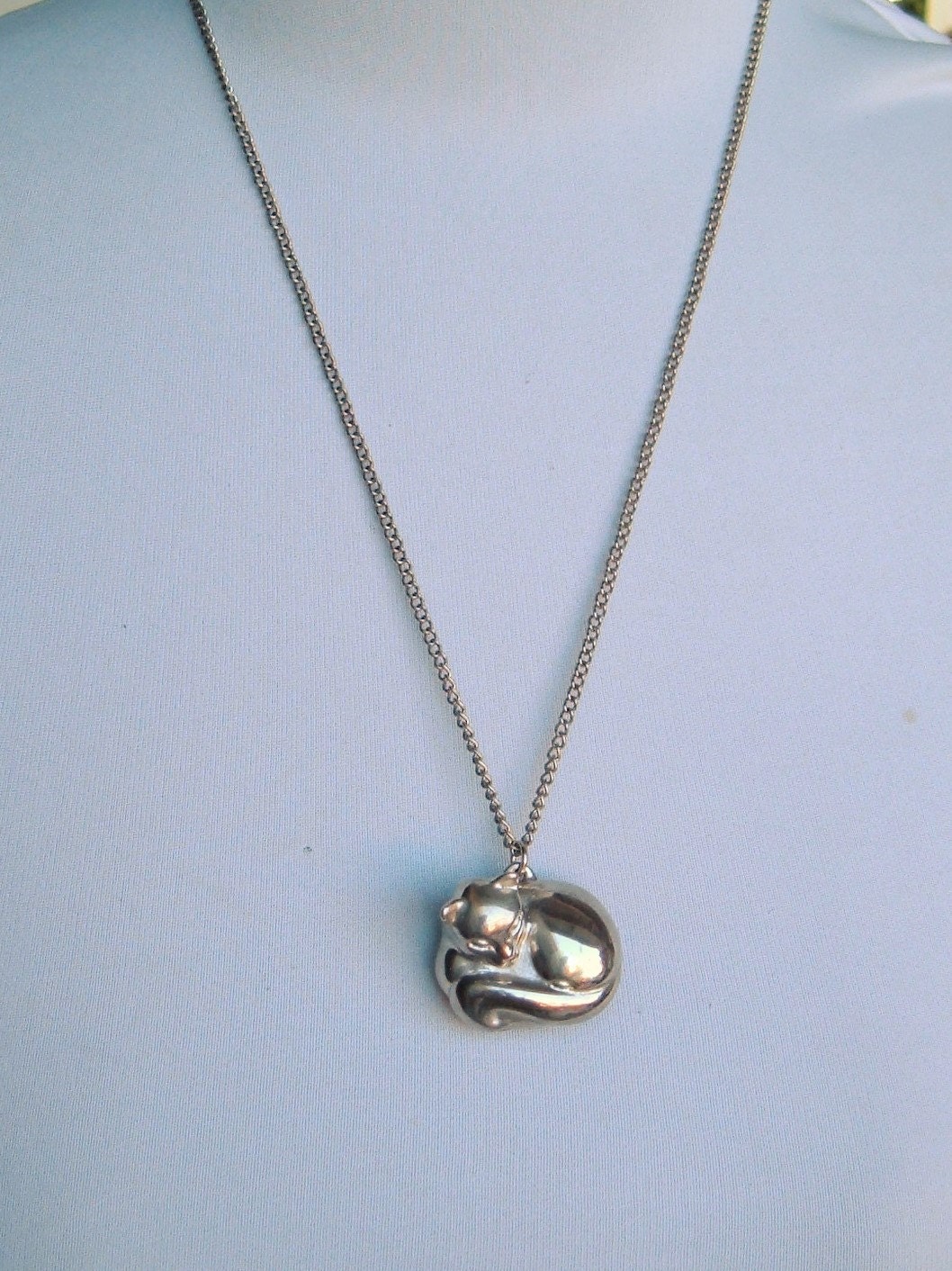 Silver Cat Necklace Perfume Locket Animal Locket Pill Box - Etsy