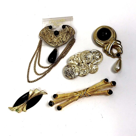 Vintage Retro Gold Metal Plastic Big Rectangle Link R… - Gem