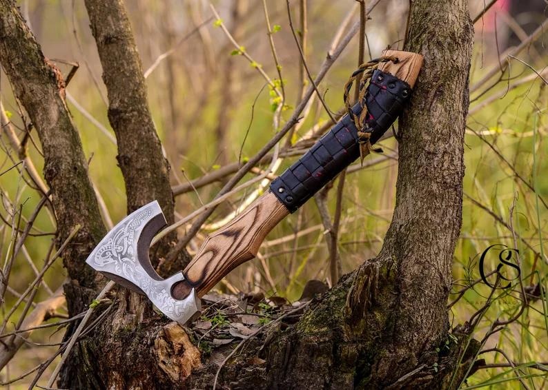 Functional Hand Forged Viking Axe Made With Carbon Steel, Gift for Men ...