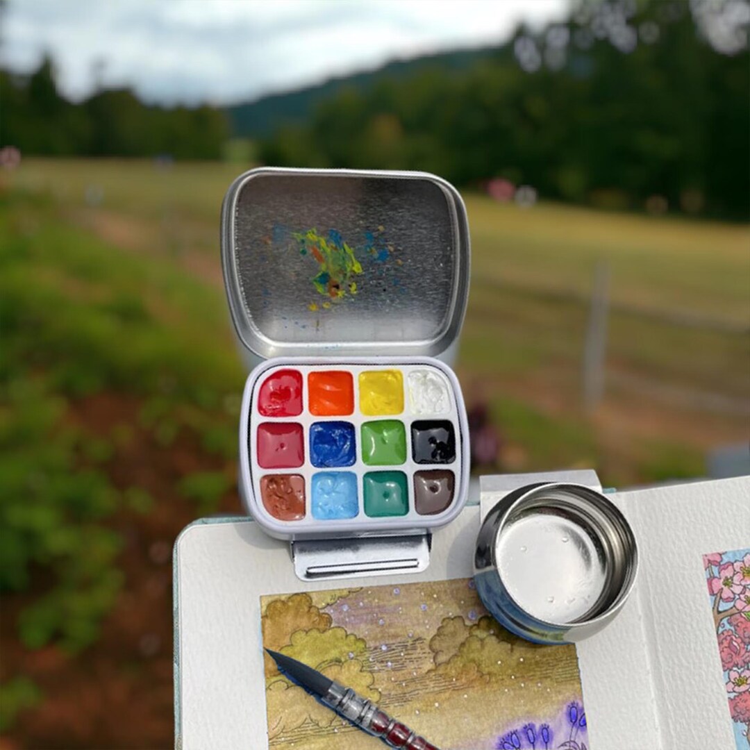 Metal Paint Box Set, Travel Watercolor Palette, Gift for Painters, Mini ...
