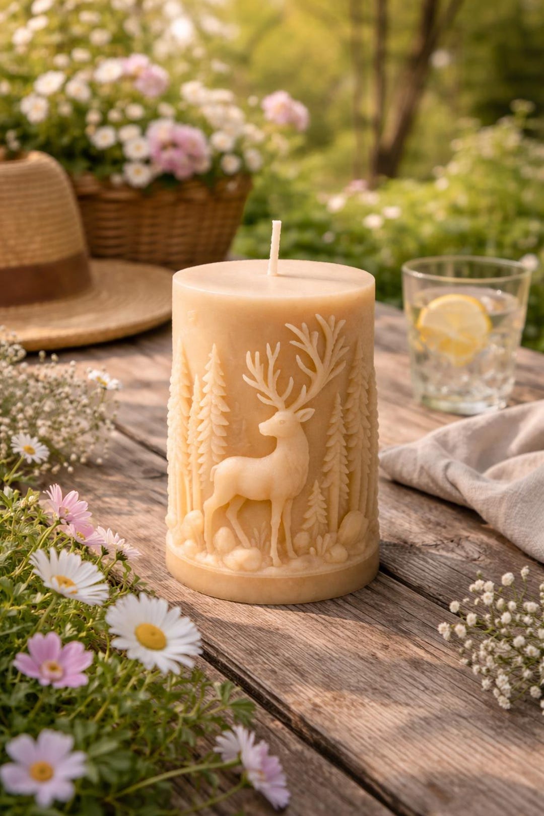 Handmade Woodland Deer Candle – Decorative Nature Pillar Candle - Etsy UK