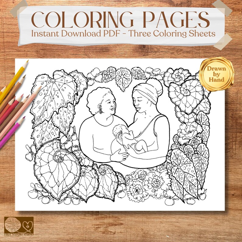 INSTANT DOWNLOAD Positive Birth Coloring Pages Set of 3 - Pregnancy ...