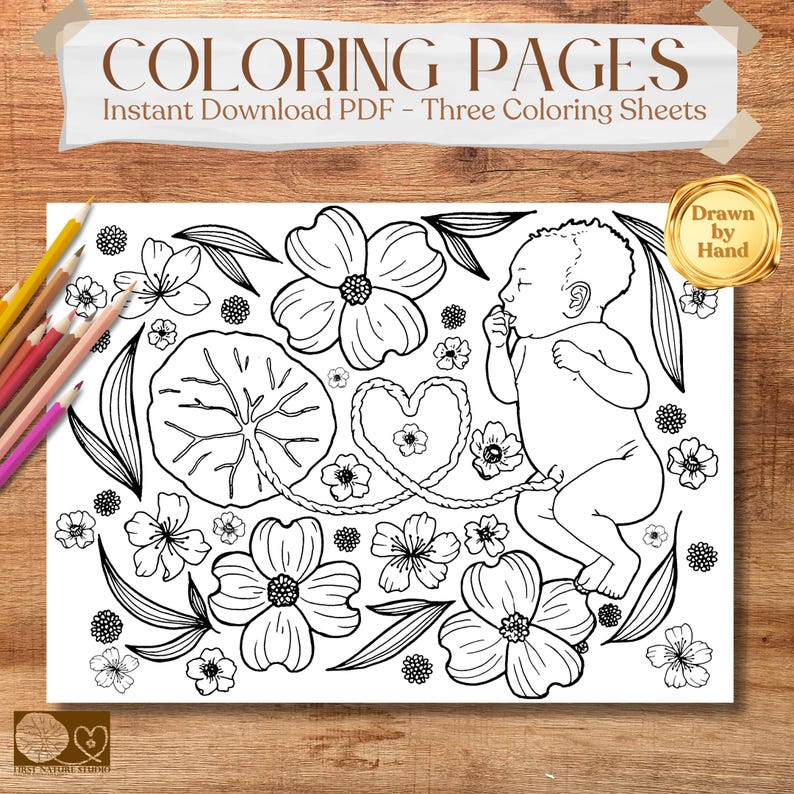 INSTANT DOWNLOAD Positive Birth Coloring Pages Set of 3 - Pregnancy ...