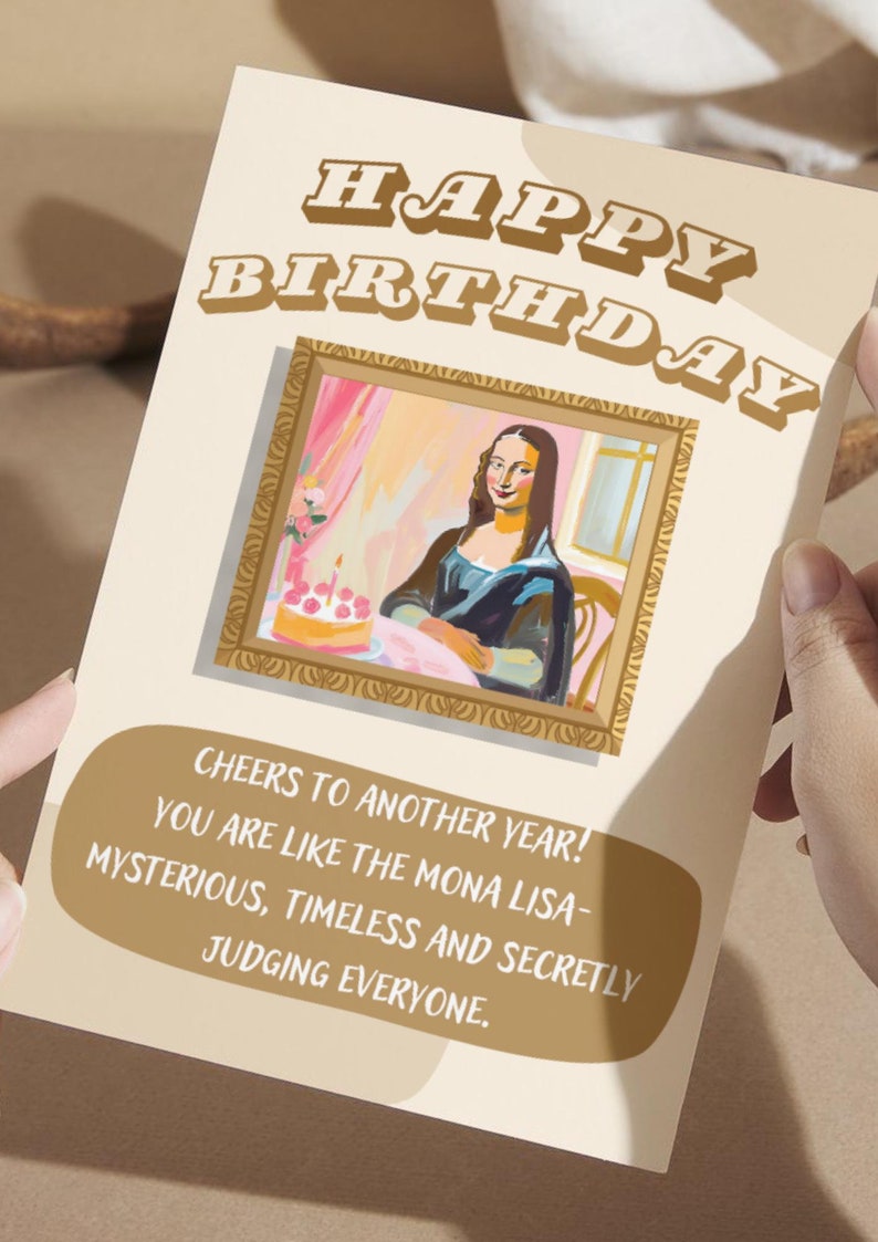 Printable Mona Lisa Birthday Card - Etsy